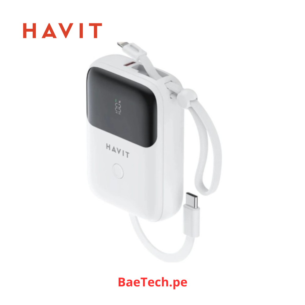 HAVIT PB5215 - POWER BANK BLANCO - CONEXION USB C - 10000 MAH – BaeTech Peru