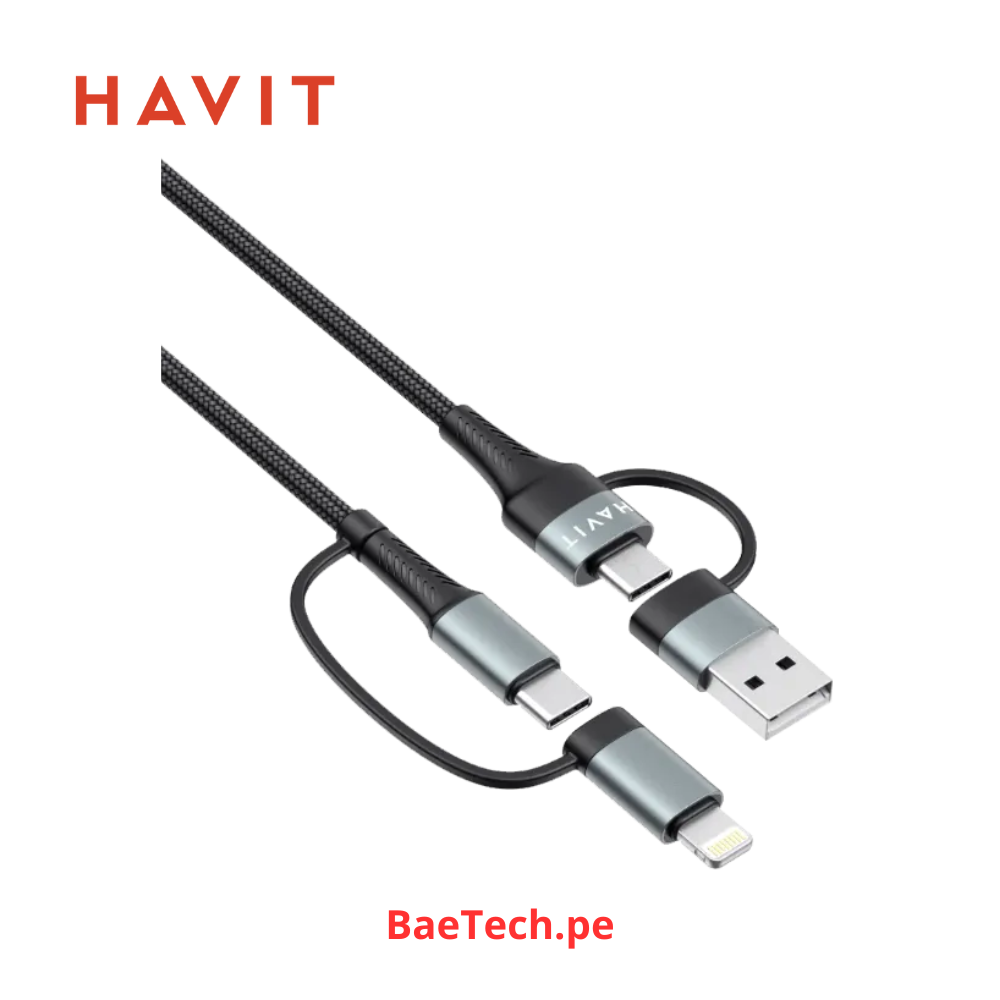 HAVIT CB6244 - CABLE USB - 1 USB - 1 LIGHTNING - 1 TIPO C - 1 MTS – BaeTech