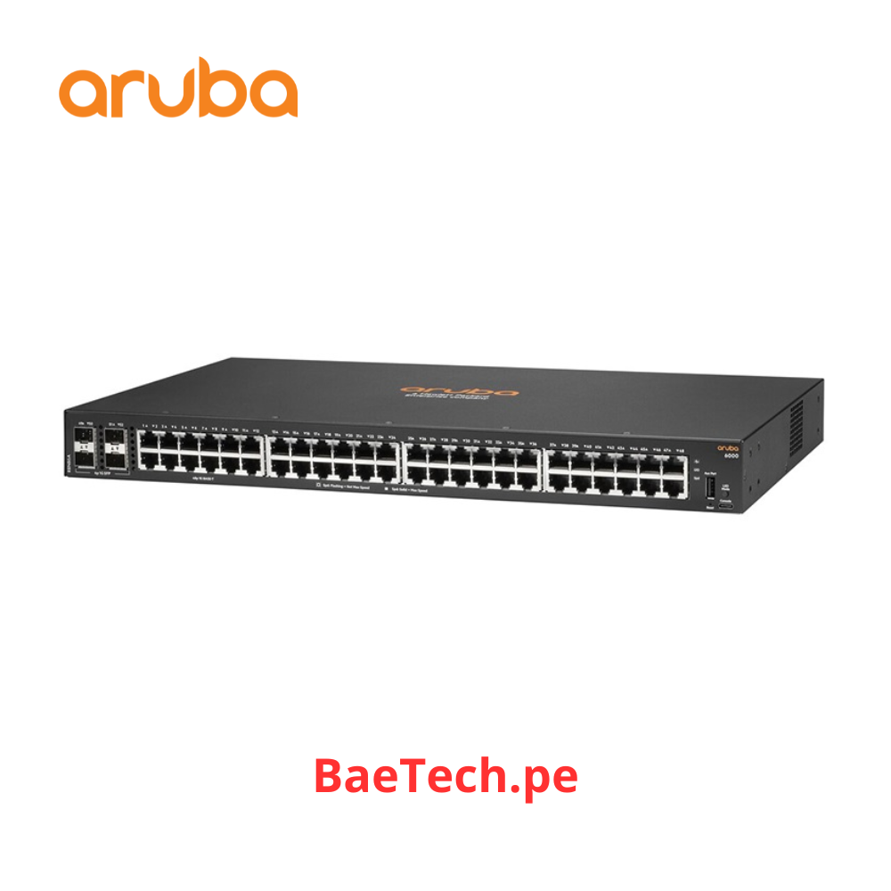 HPE ARUBA R8N86A - SWITCH ADMINISTRABLE HP ARUBA 6000 48G 4SFP CAPA 3 – BaeTech Peru