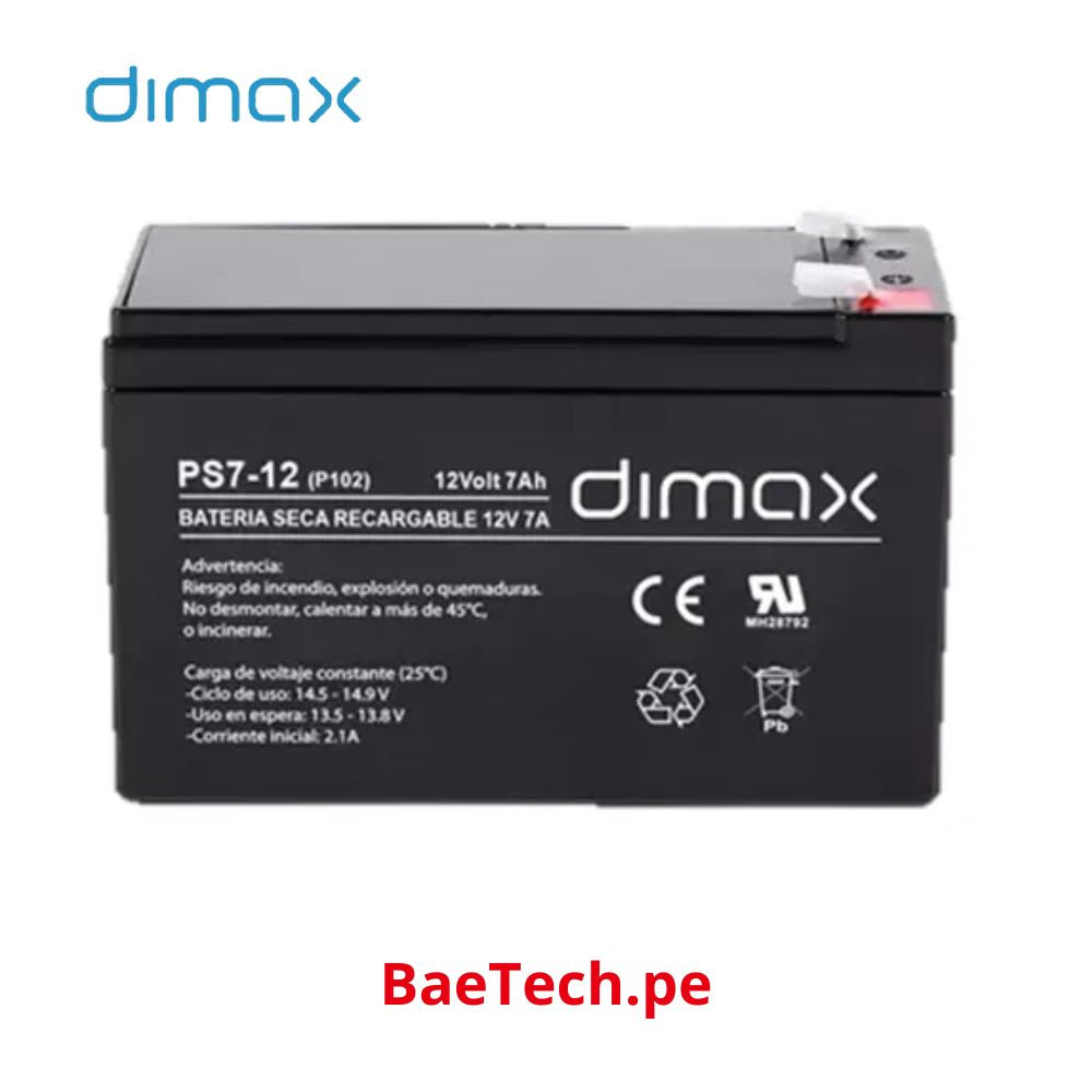 DIMAX BAT-12V7A - BATERIA SECA RECARGABLE 12 VOLTIOS 7 AMPERIOS, IDEAL ...