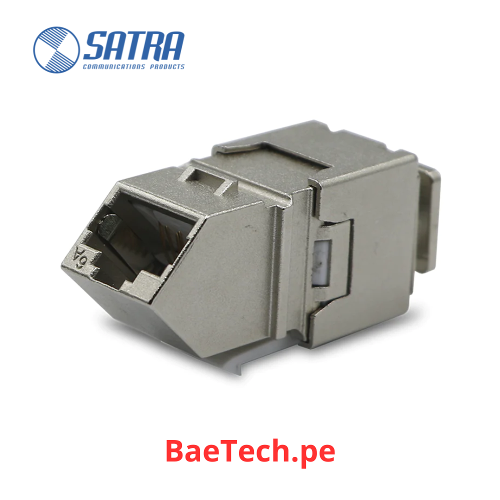 CONECTOR JACK ANGULAR CAT6A BLINDADO SATRA – BaeTech Peru