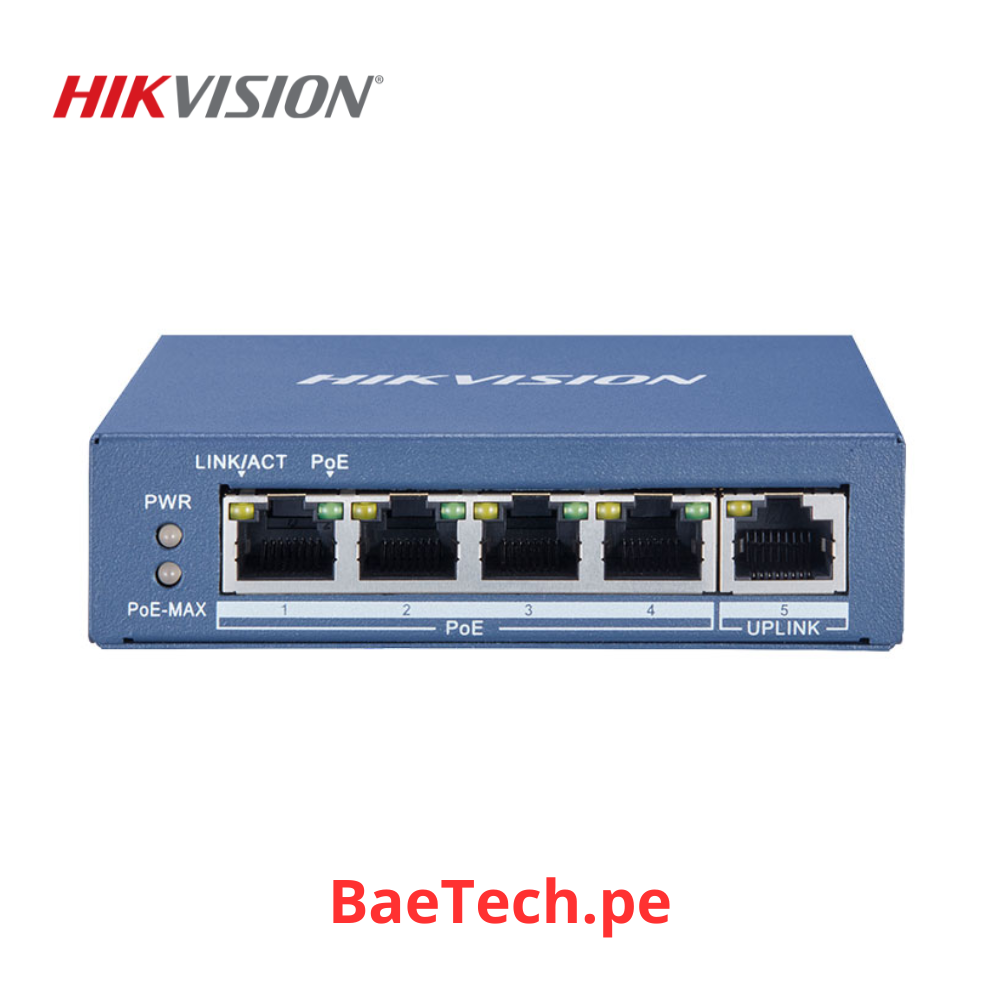 Switch Poe 4 Puertos Gigabit HIKVISION DS-3E0505P-E/M Conmutador 10/10 ...