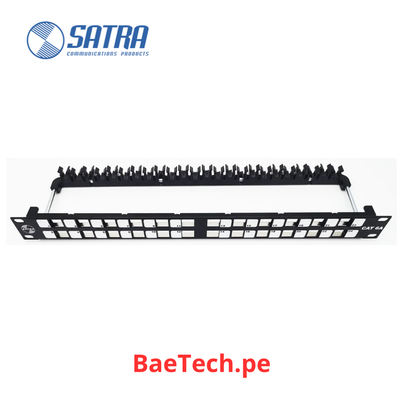 Patch panel CAT 6A 24 puertos angular SATRA 0103082401 Panel de conexi