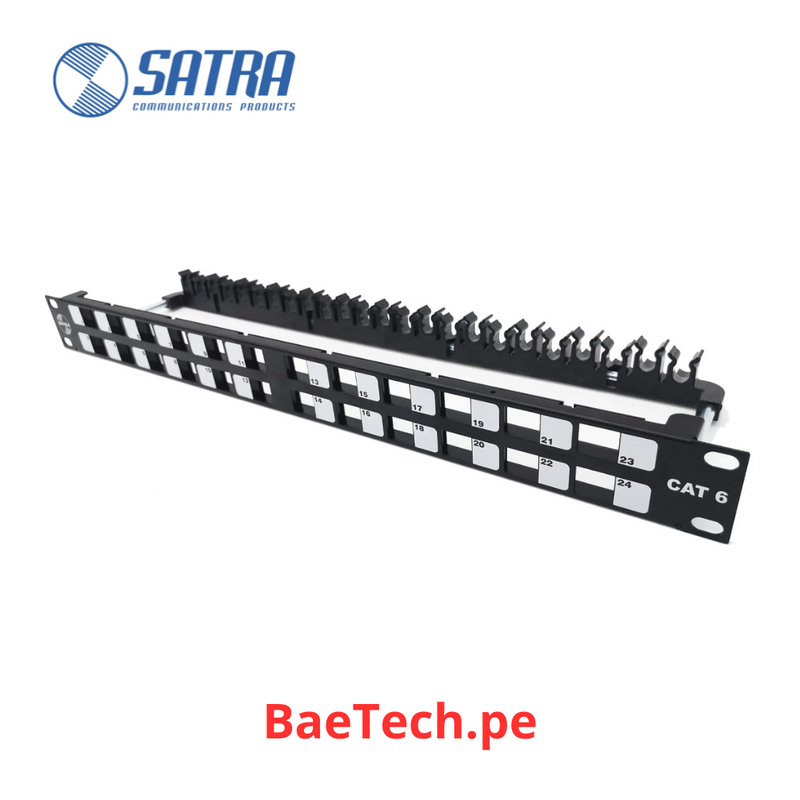 Patch panel CAT 6A 24 puertos angular SATRA Panel de conexion descarga